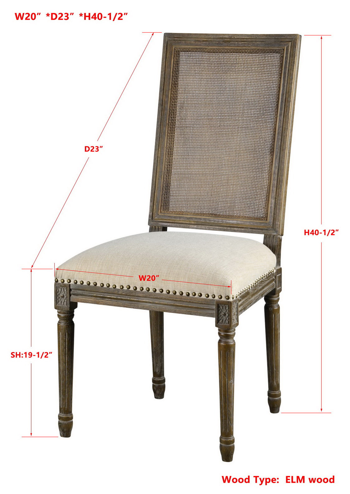 -Square Maxwell Side Chair W/ Cane – Forty West Designs